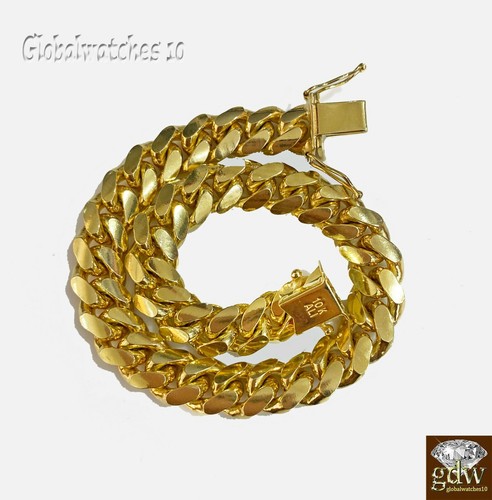 Solid 10k Yellow Gold Miami Cuban Bracelet Box Lock strong Heavy Link ...