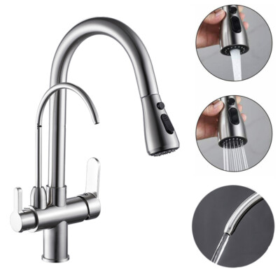 Kitchen Faucet Swivel Spout Pull Out Spray Water Filter Tap Three Way ...