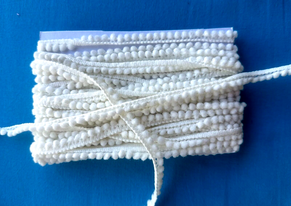 SALE 3/8-inch-wide white color small (pom about 1/8") trim price for 9 ...