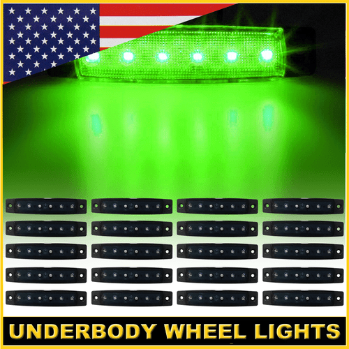 For 20X Green LED Pods Rock Underbody Wheel Side Lights 12V Super ...