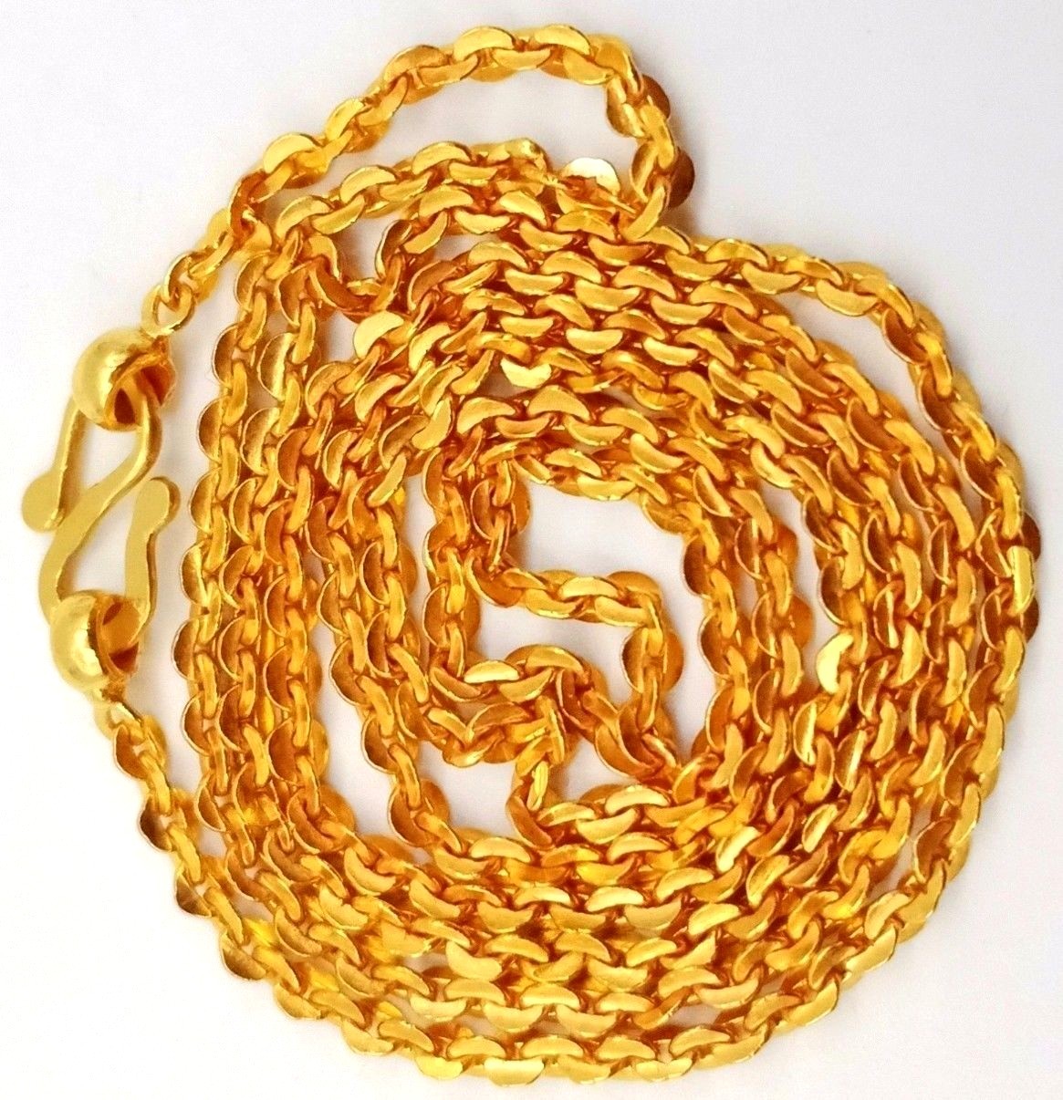 22K YELLOW GOLD LINK CHAIN FLEXIBLE CHAIN NECKLACE UNISEX JEWELRY ...