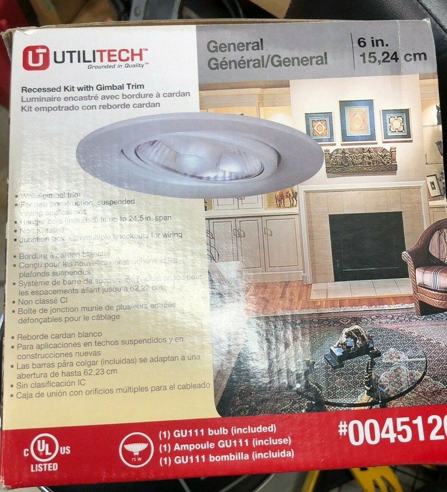 Utilitech 6" LED Recessed Kit Gimbal Trim GU111 Bulb White New ...
