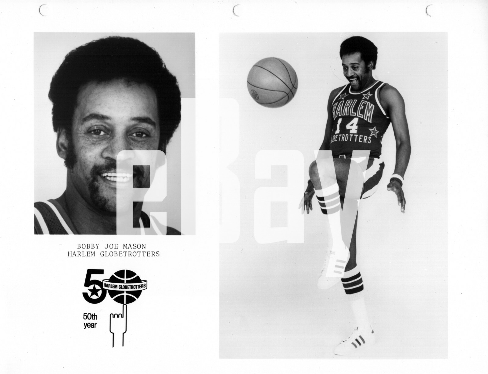 1976 HARLEM GLOBETROTTERS BOBBY JOE MASON ORIGINAL PRESS PHOTO - 50TH ...