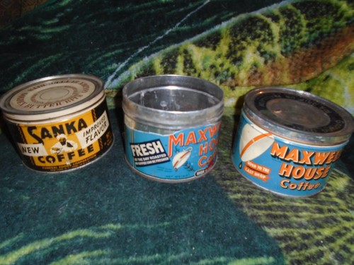 Vintage Maxwell House Coffee Key wind Cans With Lid Sanka coffee can ...