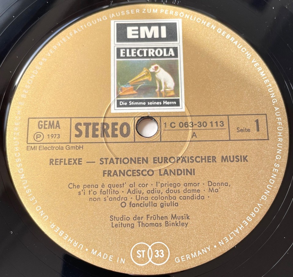 Reflexe *NM* Francesco Landini Studio Der Frühen Musik Thomas Binkley ...