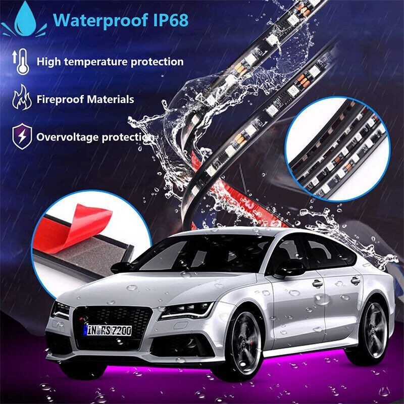 Car Under LED Strip RGB DIY LED Strip Underbody System Neon Light Kit ...