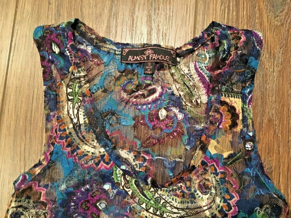 Almost Famous Women's Sheer Lace Colorful Tank Top - Size: Small (S) | eBay