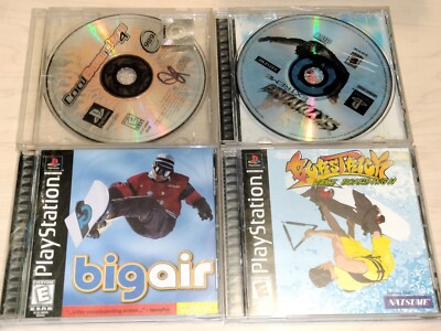 Lot of 4 Sony Playstation 1 games Wake Snow Boarding Racing Sky Diving ...