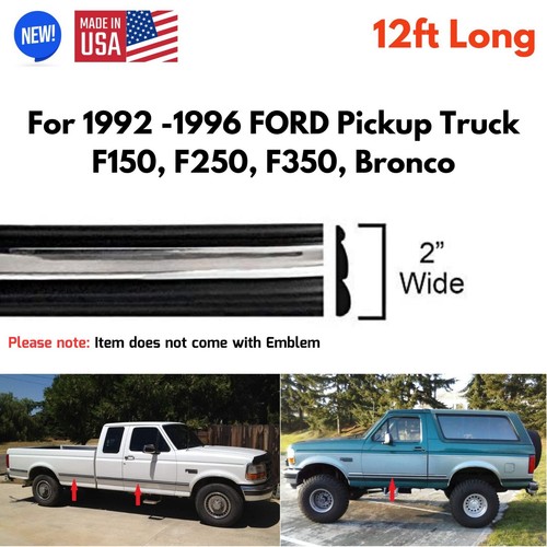 Black Chrome Side Body Trim Molding for 92-96 Pickup Truck F150 F250 ...