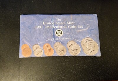 1991 Mint Set Original Envelope 10 Brilliant Uncirculated US Coins BU ...