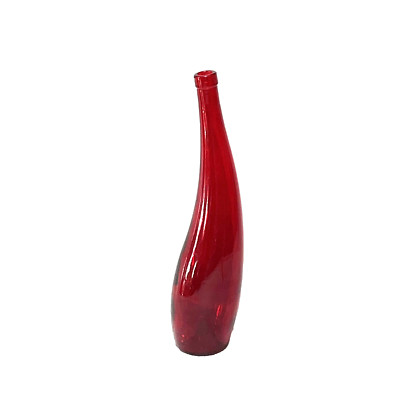 Red 12” Tall Bottle Bent Vase Wine Bottle Statement Piece Estate Find ...