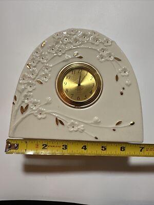 Lenox Cherry Blossom 24K Gold Plated Porcelain Desk Table Mantel Clock ...