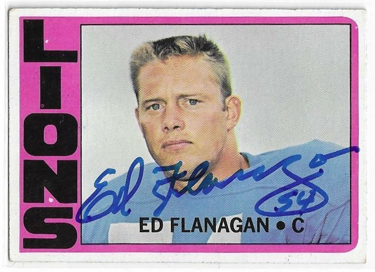 ED FLANAGAN Autographed Signed 1972 Topps card #149 Detroit Lions ...