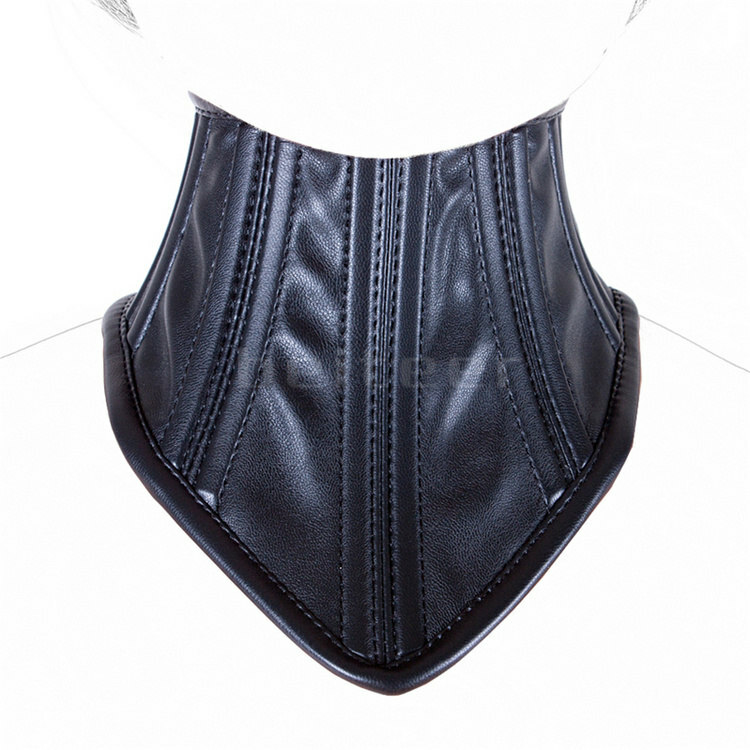 Unisex PU Leather Neck Collar Posture Cuffs Slave Corset Bondage Choker ...