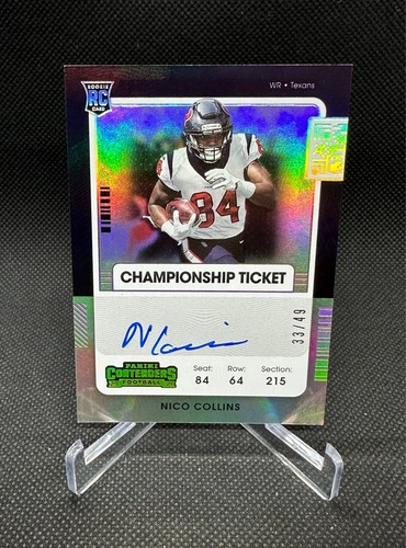 2021 Panini Contenders Nico Collins Championship Ticket RPS On-card ...