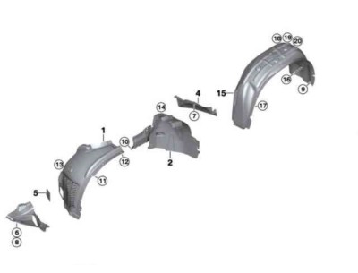 BMW X6 F16 14-17 OEM Fender Liner Splash Guard 51717335112 Fr. Sec ...