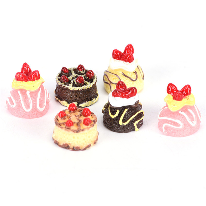 5x DIY Miniature Artificial Fake Food Cream Cake Resin Decoration ...