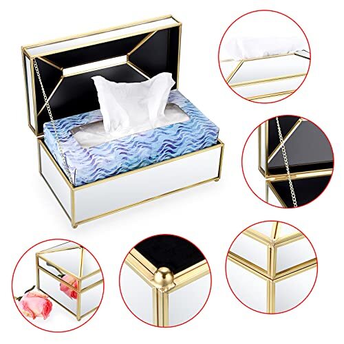 Rectangular Mirror Glass Paper Tissue Box Decorative Glass Napkin Storage Box Fa | eBay
