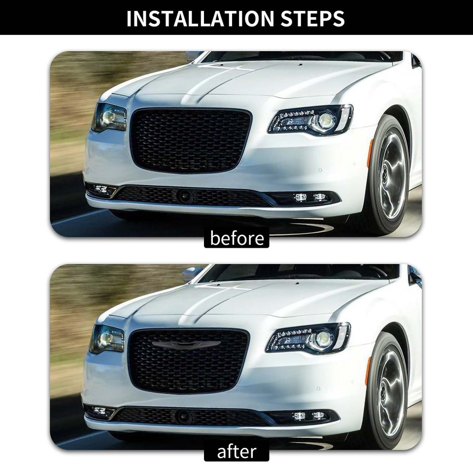 Front Grille Badge Emblem Logo Frame Decor Cover Trim For Chrysler 300 ...