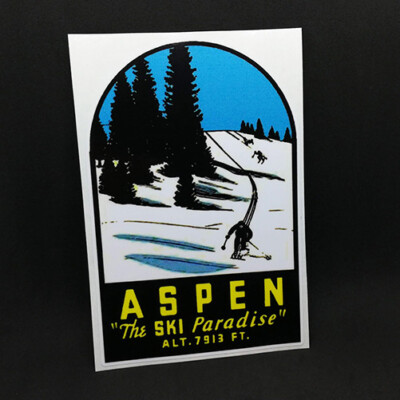 Aspen Colorado Decal, Vintage Style Vinyl Sticker, Luggage Label, Ski ...