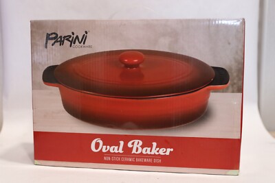 Parini Cookware Non Stick Ceramic Bakeware Dish Oval Baker 10” Red | eBay
