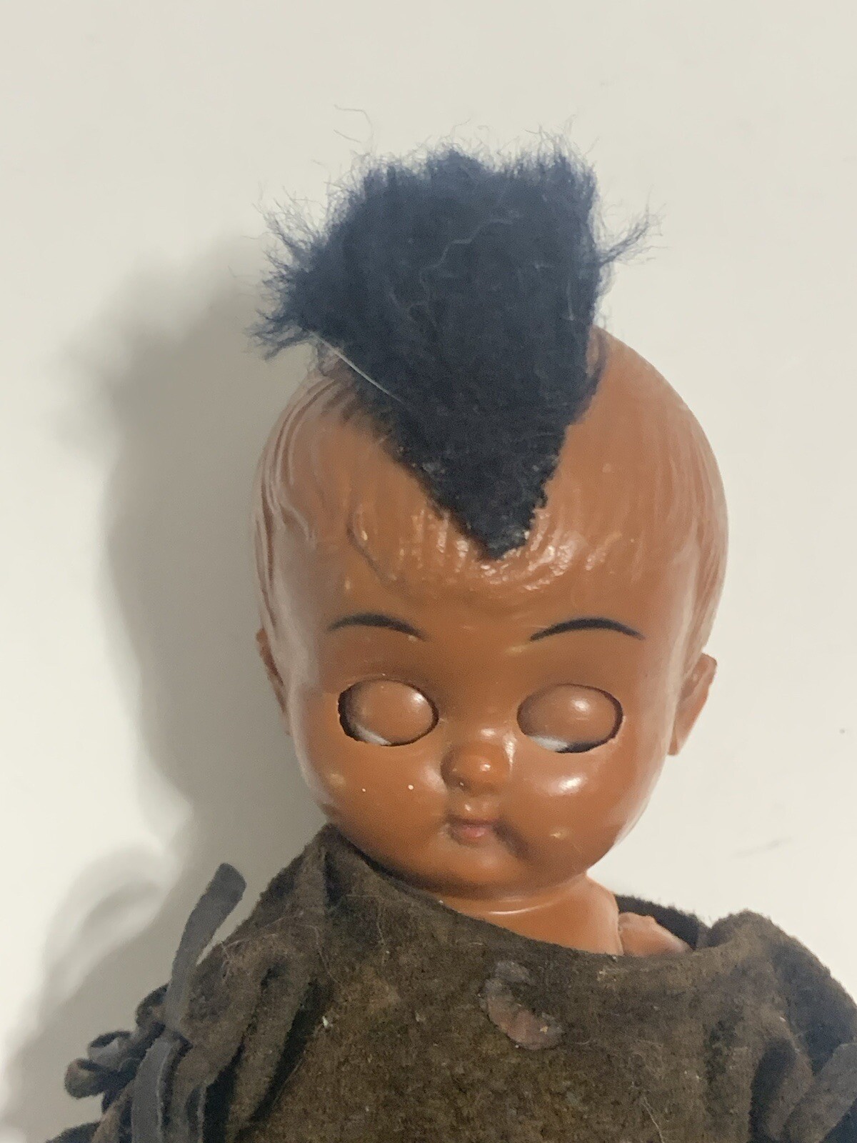 Vintage Kewpie Type Hard Plastic NATIVE AMERICAN INDIAN MOHAWK Sleep ...