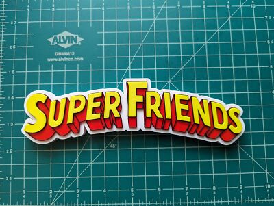 Super Friends DC comics logo sign 3D printed display shelf wall art | eBay