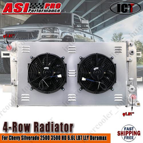 4-Row Radiator Shroud Fan For Chevy Silverado 2500 3500 HD 6.6L LB7 LLY ...