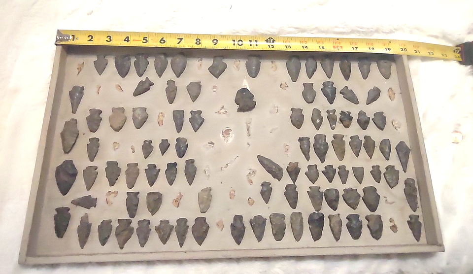 Lot Of 88 Authentic Ancient Native American Arrowheads Point Lot + Wood ...