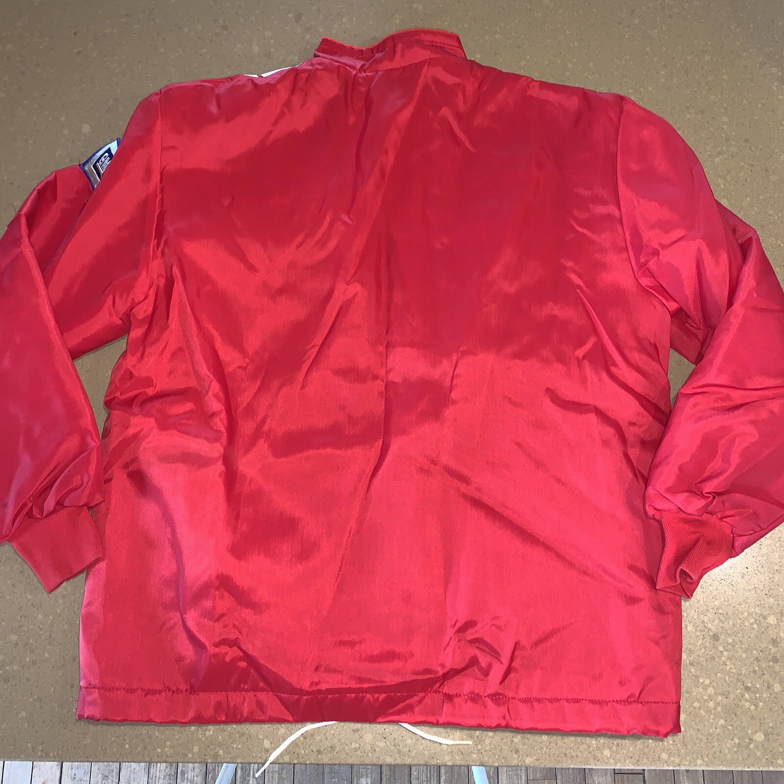 Vtg Men Red Auto Car Racing Stripe Jacket Cadillac Club GM Patch Sz M ...