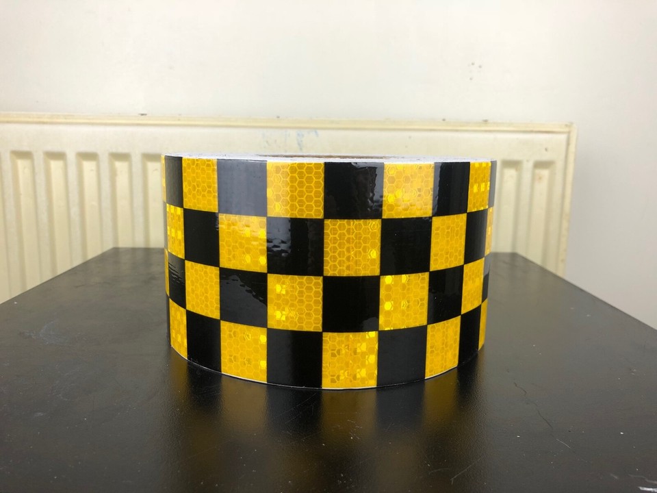 Hi Vis Viz DIY Chequer Chequered Reflective Stickers Vinyl Self ...