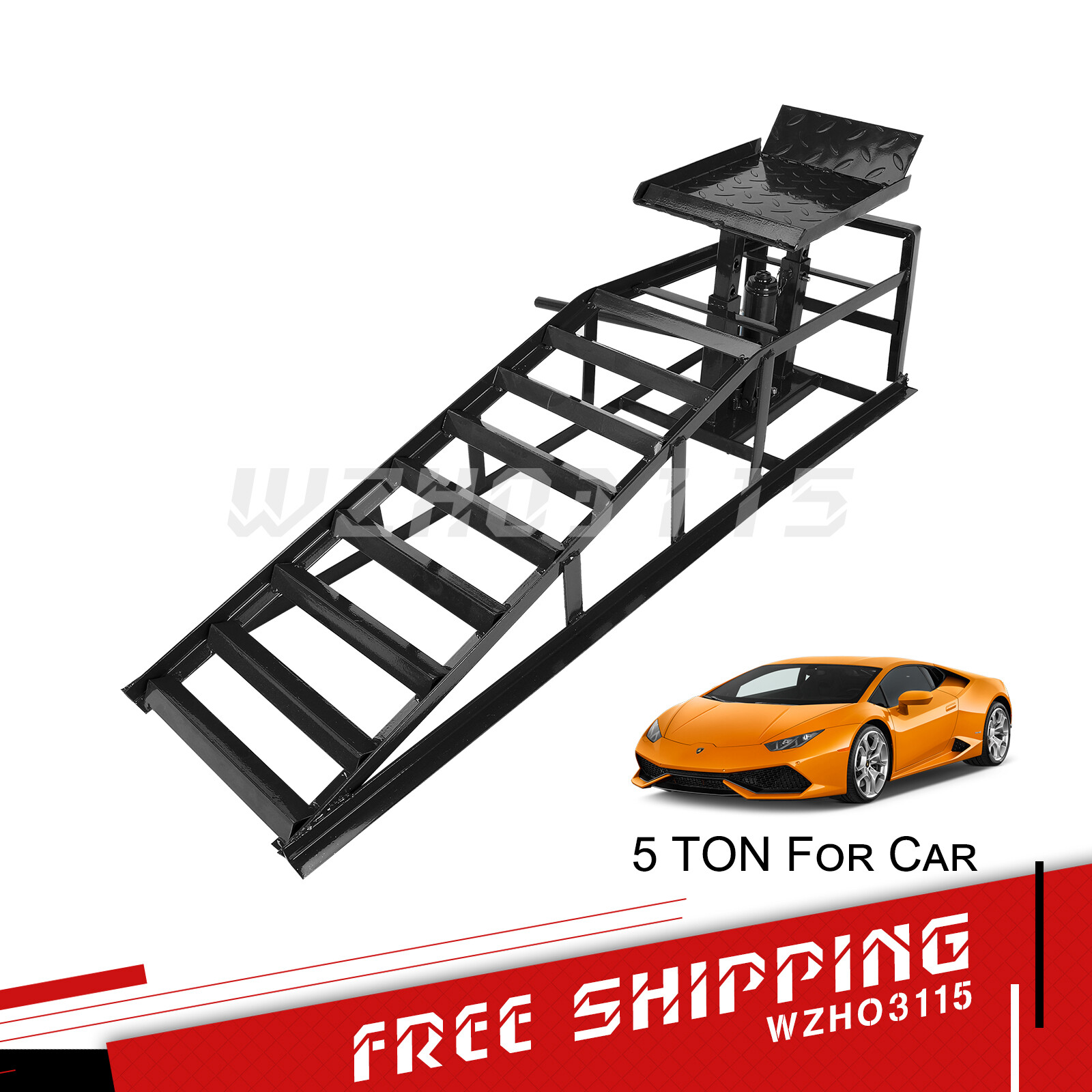Hydraulic Vehicle Ramp 10,000lb.Capacity Portable Auto Car Repair Black ...