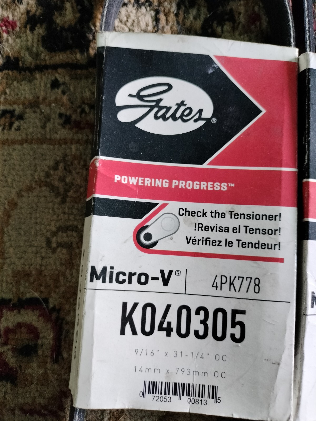 Gates Serpentine Belt New Micro-V K040305 9/16" X 31-1/4" 14mm X 793mm ...