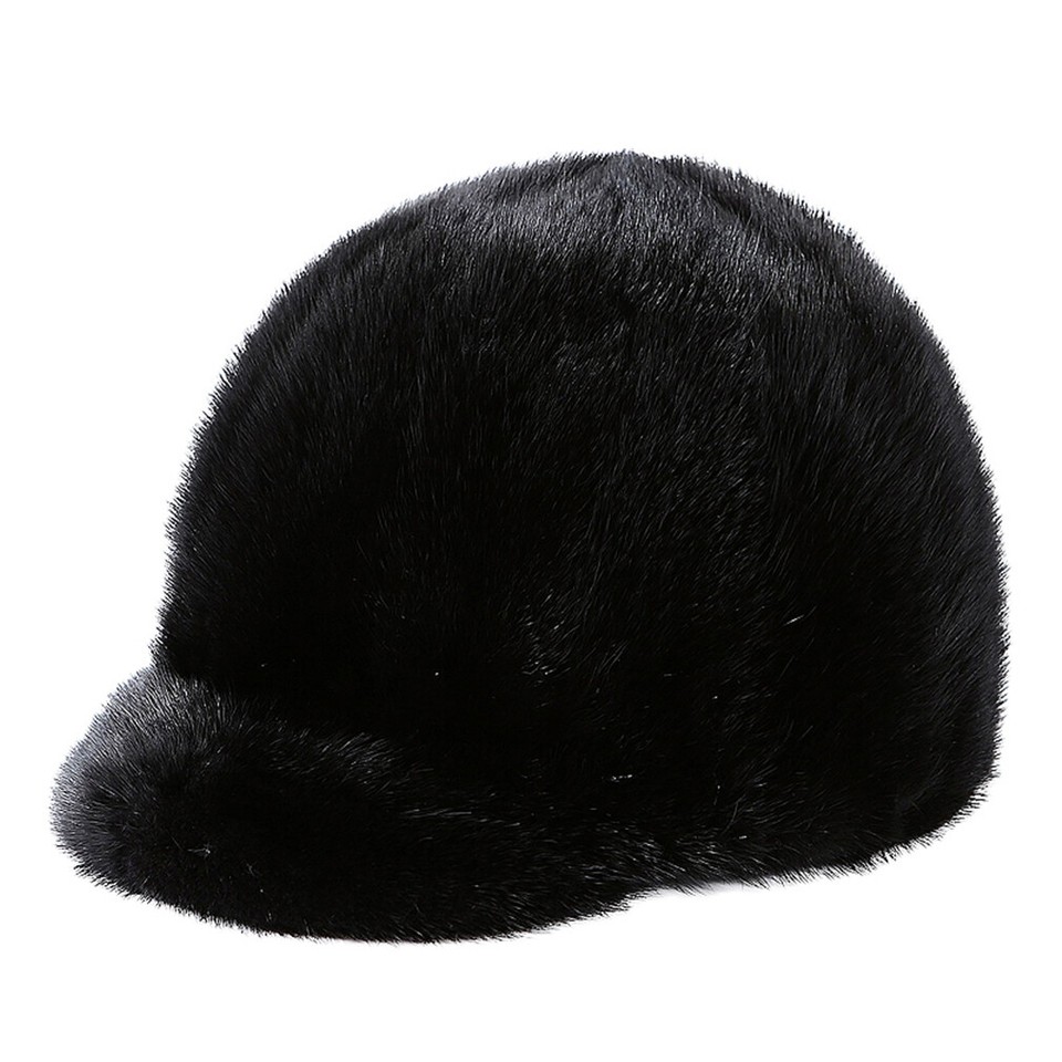100% Real Mink Fur Hat Thicken Winter Warm Baseball Cap Fashion Peaked ...