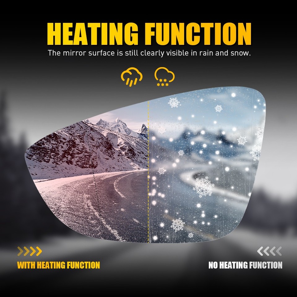 2X LH RH Side View Mirror Glass W/Heated For Volkswagen CC 2009-2017 ...