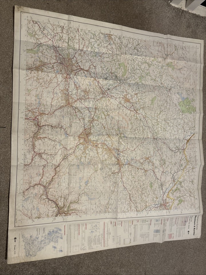 Vintage Ordnance Survey Map Sheet 103 Blackburn & Burnley First Series ...