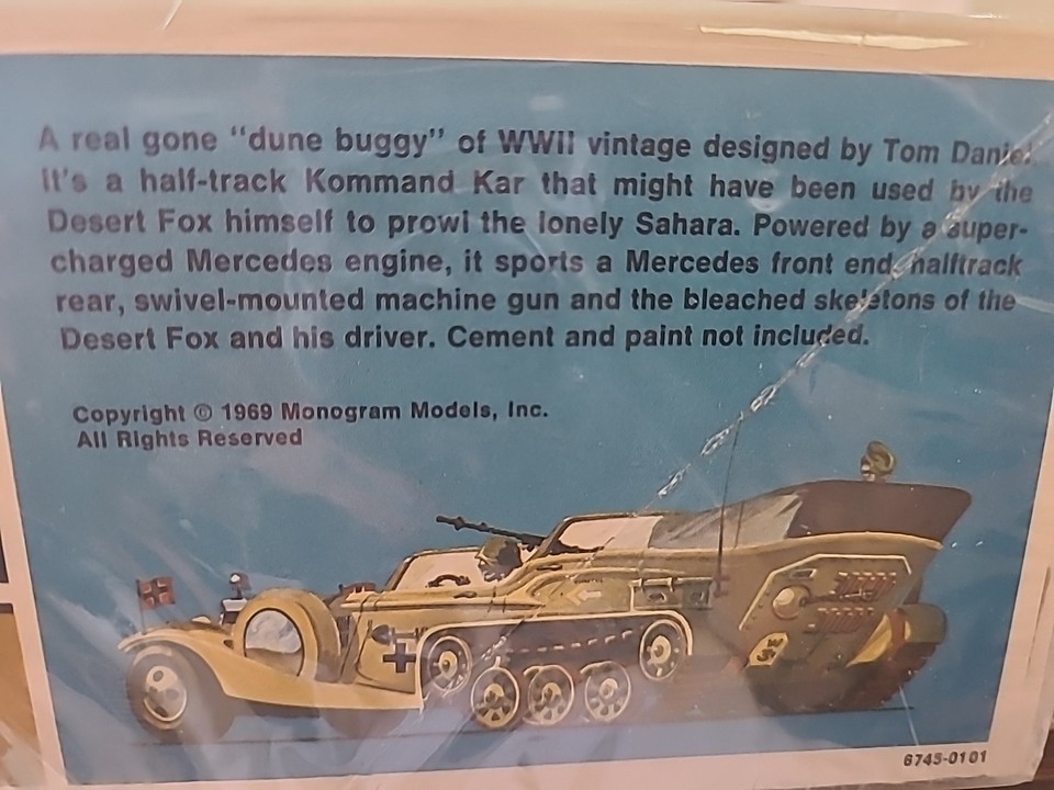 2nd issue 1971 “Rommel’s Rod” Monogram 6745 1/24 Tom Daniel Model Kit ...