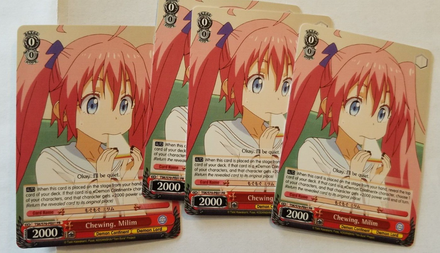 4X WEISS SCHWARZ PROMO CARD OKAY I'LL BE QUITE CARD # S70-PE01 PR | eBay