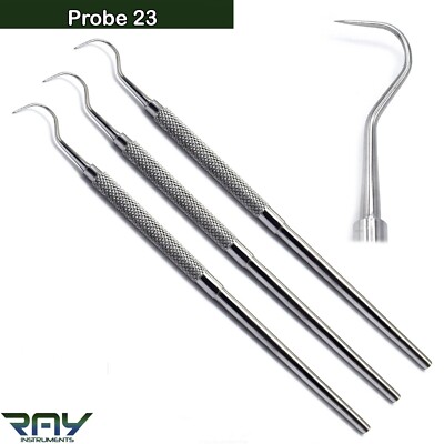 3 Pcs Dental Explorer Probe 23 Hook Tartar Remover Periodontal Dentist ...