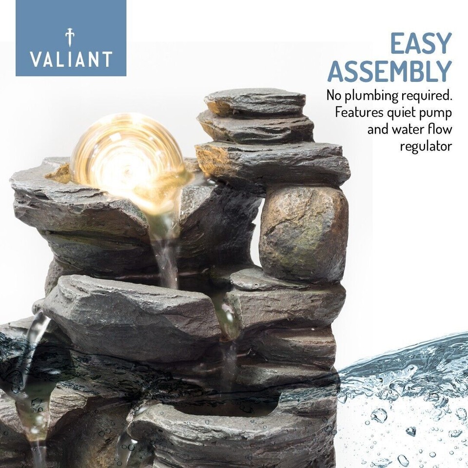 Valiant Table Top Calming Indoor Water Fountain with Spinning Glass ...