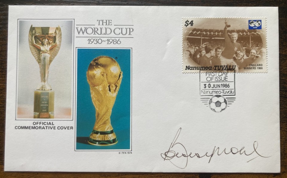 Bobby Moore 1966 World Cup football captain signed 1986 Tuvalu World ...