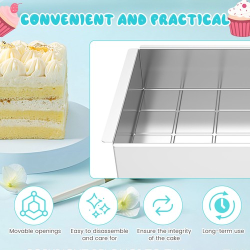 Adjustable Square Cake Pan Aluminum Alloy Numbers and Letters Cake Tin ...