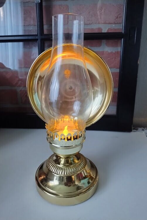 Brass Candle Holder~ Oil Lamp Shape~ Parabolic Shade 1980s Vintage | eBay