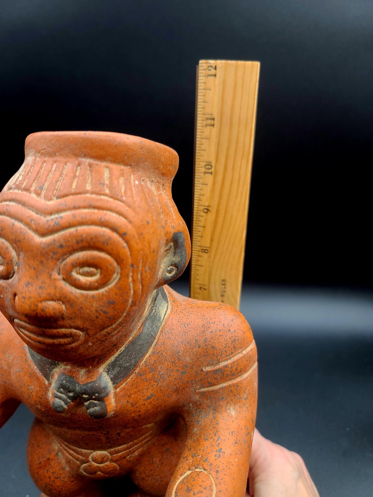 Vintage Terracotta Mexican Pottery Mayan Clay Figure Man Walking Stick ...