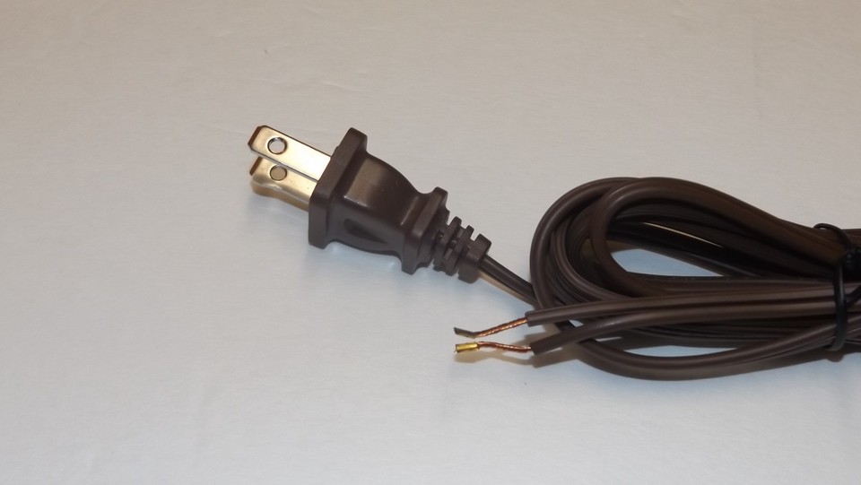 8' BROWN LAMP CORD SET WITH LINE SWITCH & POLARIZED PLUG 18/2 SPT-1 NEW ...