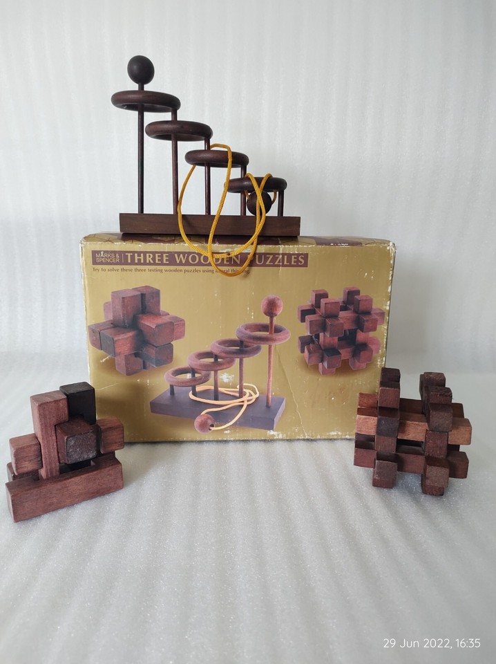 3 Marks and Spencer Lateral Thinking Wooden Cube Puzzles VGC | eBay