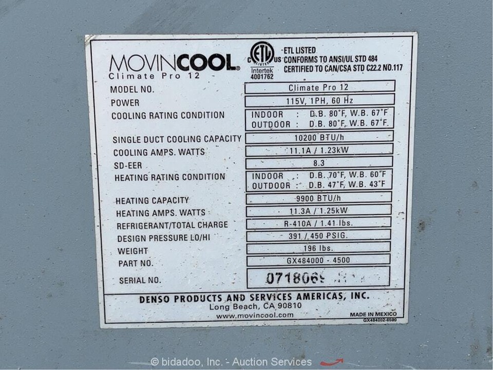 2017 Lot of (2) MovinCool Climate Pro 12 Portable Heating & Cooling ...