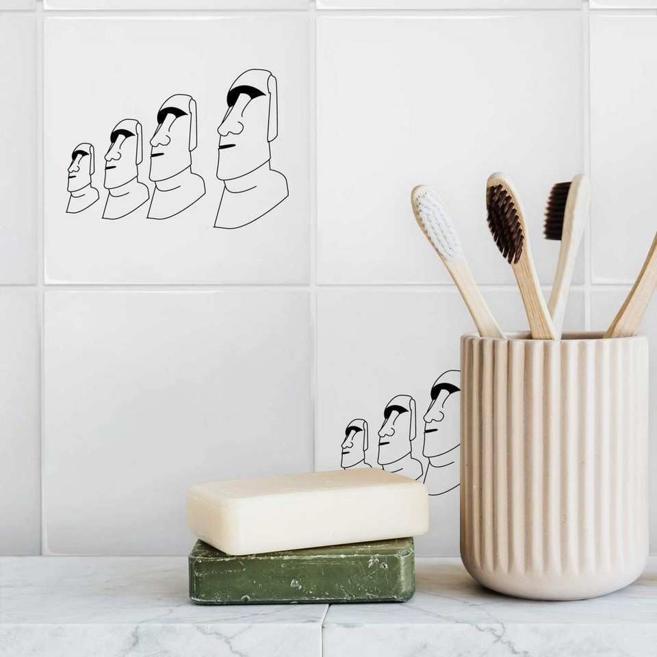 'Stone Moai Statues' 108mm Square Ceramic Tile (TD00038720) | eBay UK