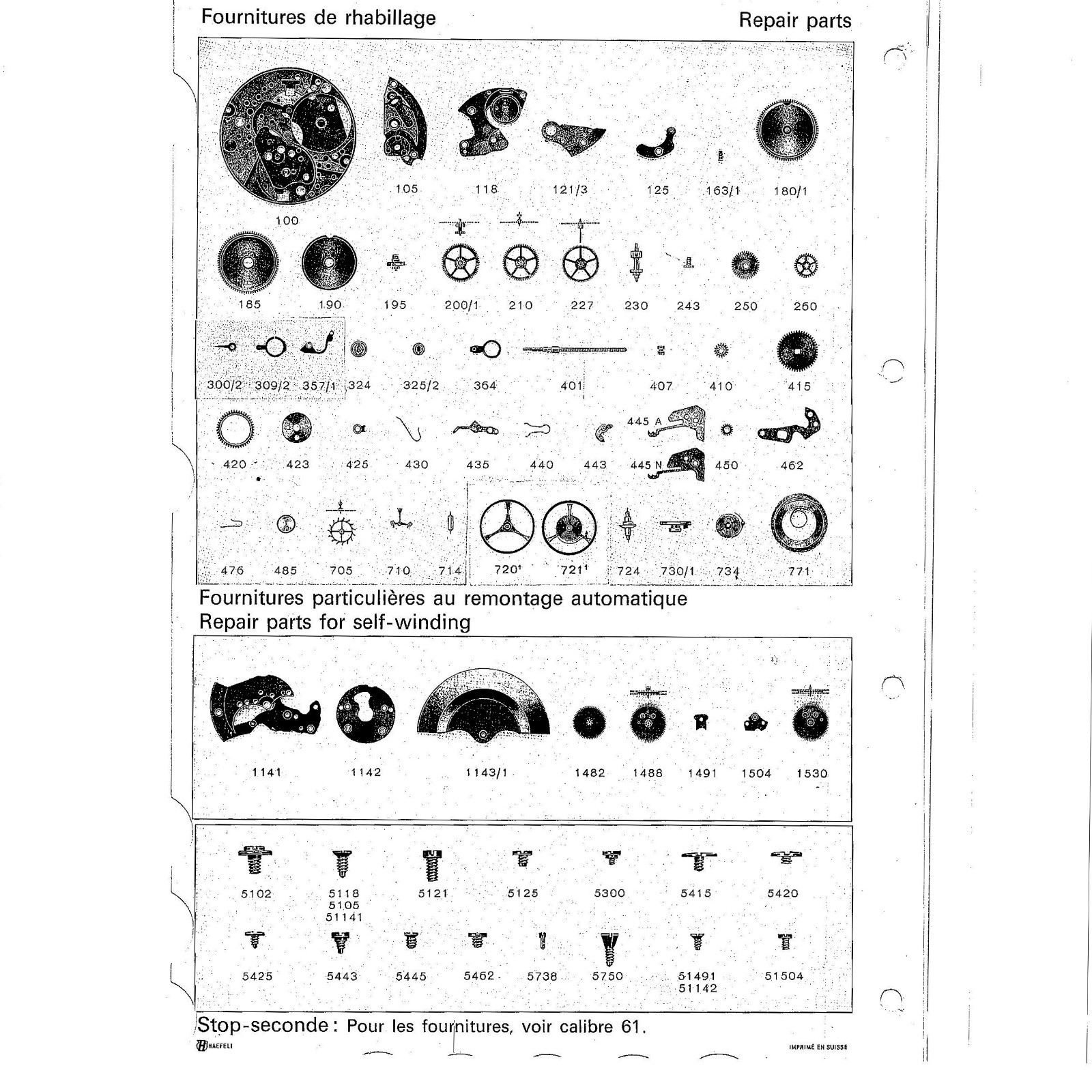 Zodiac Cal 72 New Old Stock Watch Repair Parts For Watchmakers Spares ...