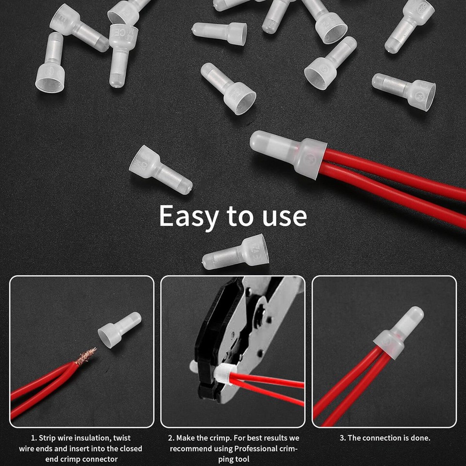 350PCS Nylon Copper Core Closed End Crimp Cap Wire Connectors Terminals ...
